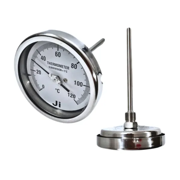 Bimetal Dial Thermometer Temperature Gauge, 4" Dial, Range 0 to 120 Deg ...